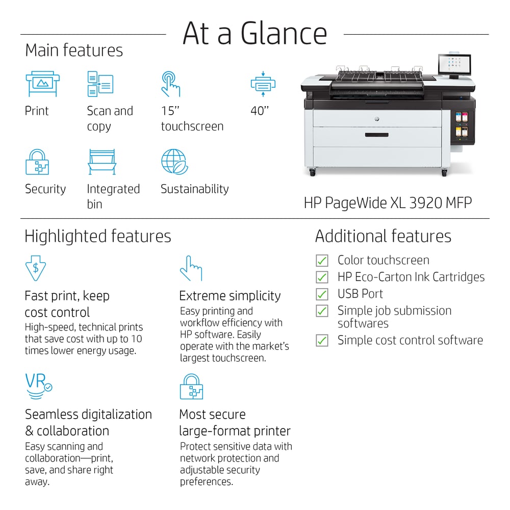 HP PageWide XL 3920 Printer